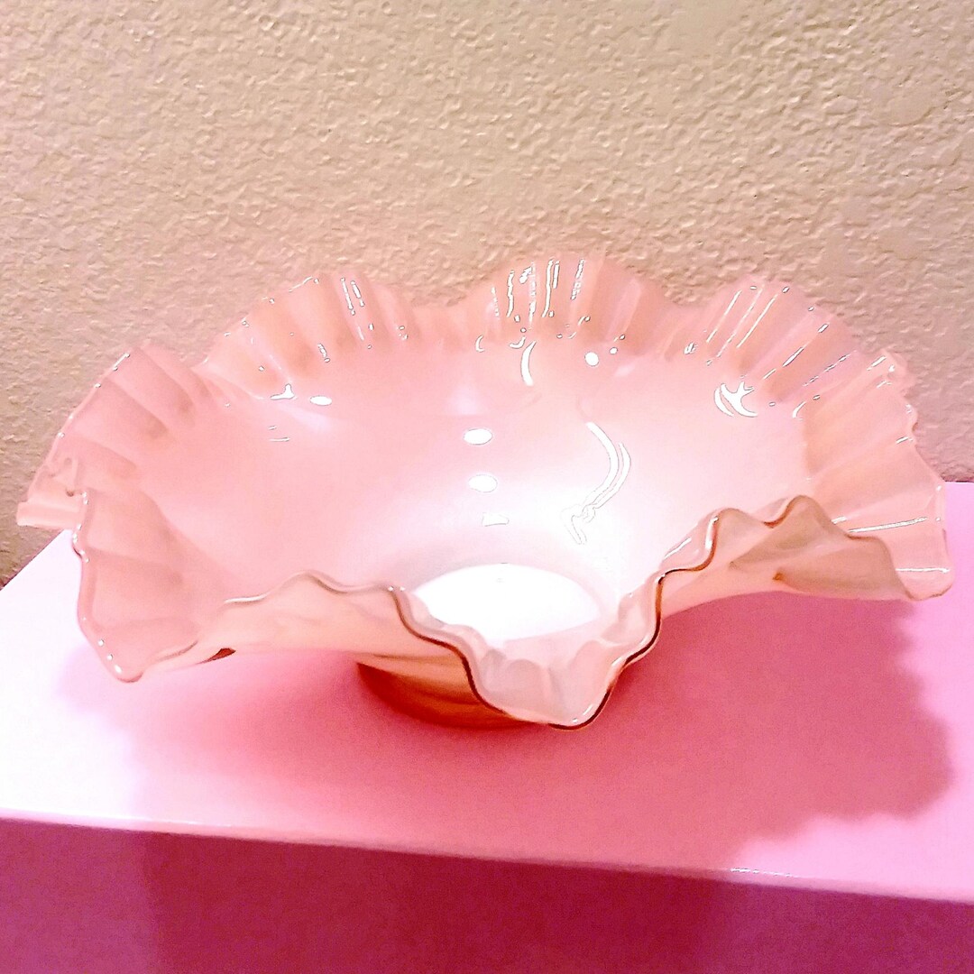 Fenton Rose Pink Ruffle Bowl, 5 In. (H) X 10 In. (W) - Etsy