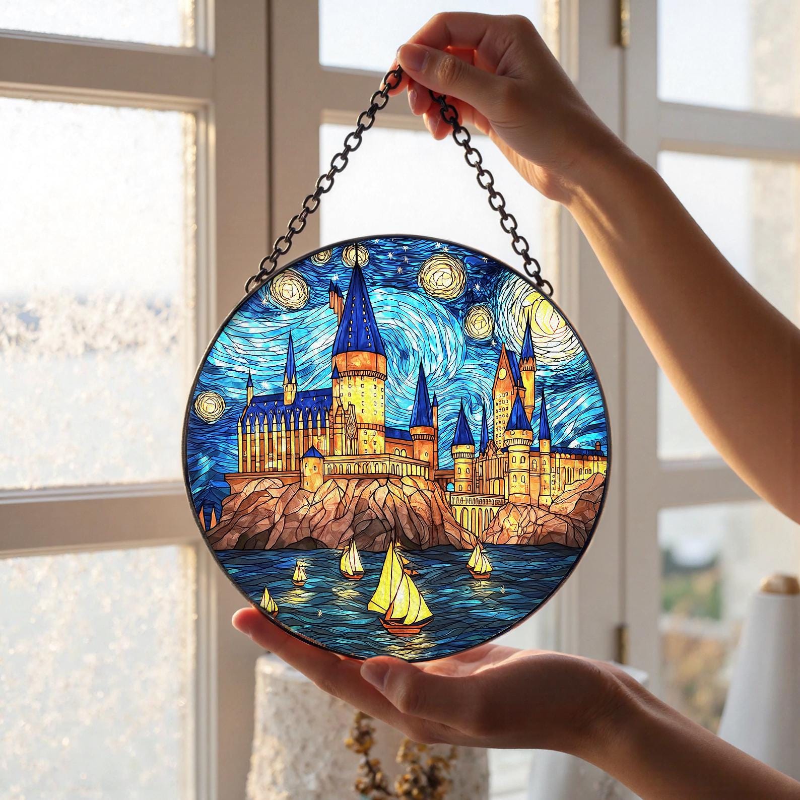 Wizard School Imitation Stained Glass Suncatcher/enchanted Castle ...