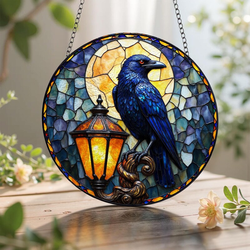 Stained Glass Raven - Etsy