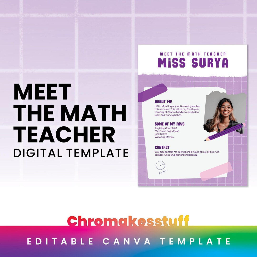Meet the Math Teacher and School Supplies List - Digital & Printable ...