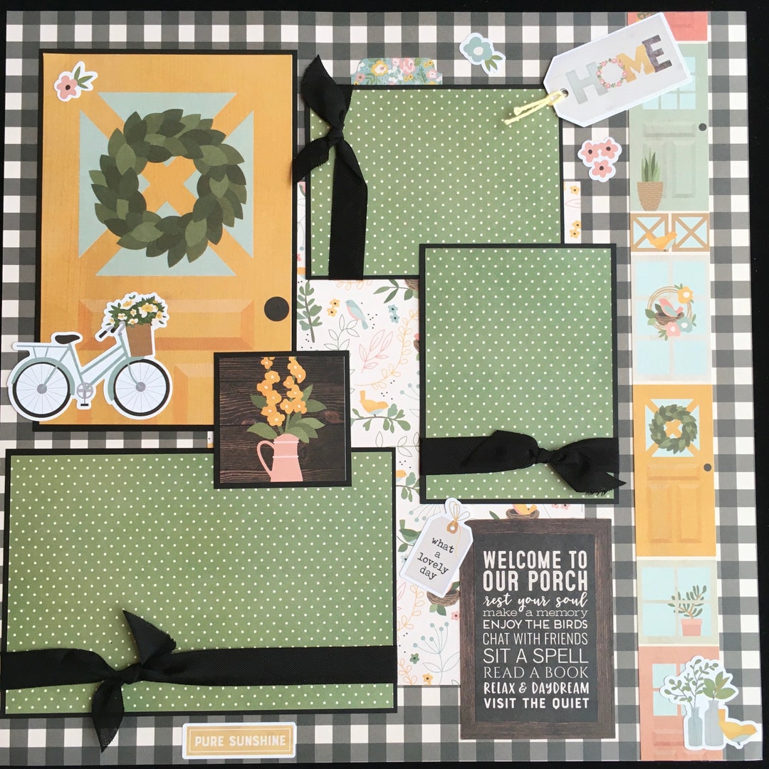 Home Premade Scrapbook Album Layout Page, Porch Rules, Summer Album ...