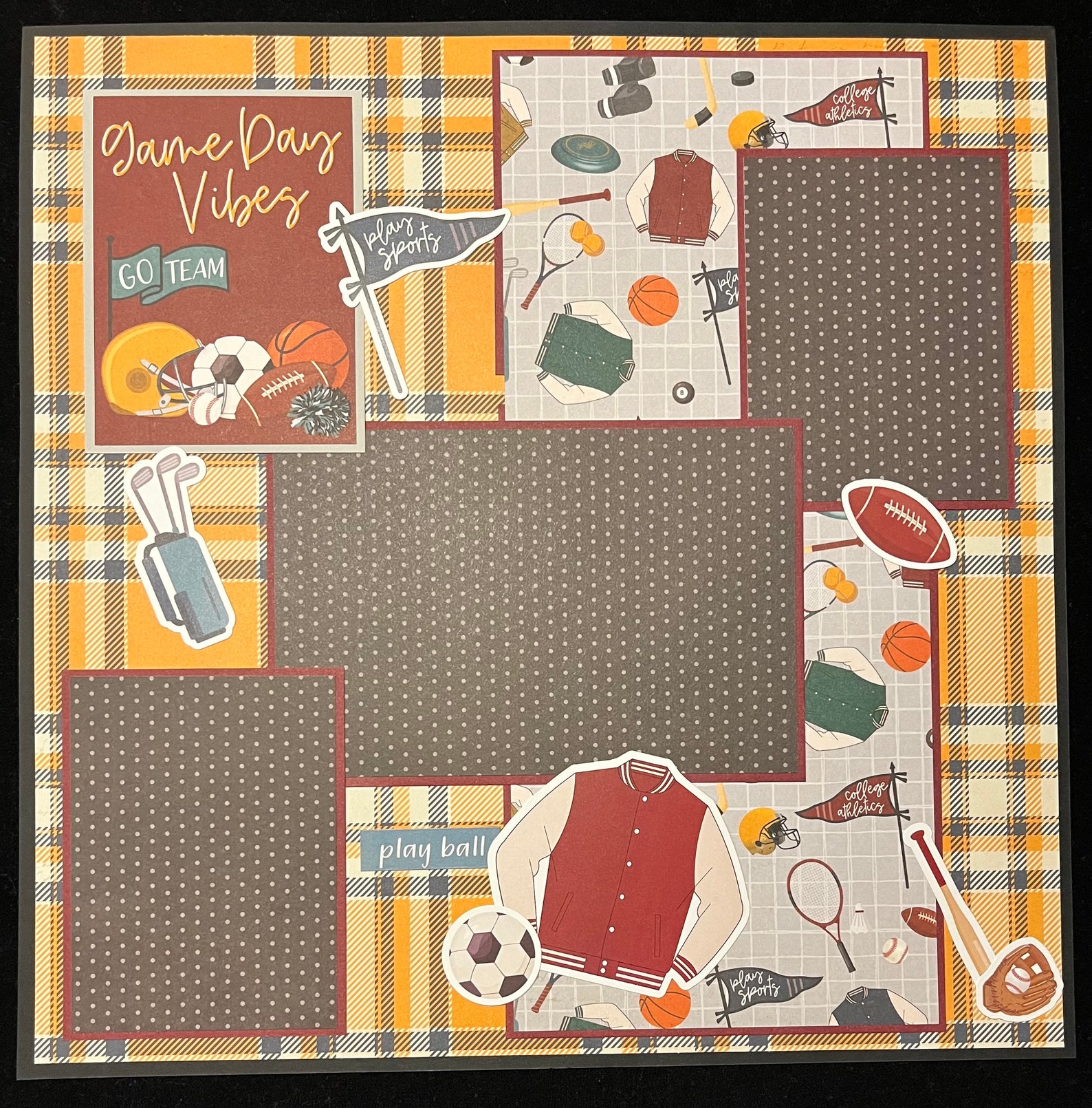 Game Day Scrapbook Album Layout, Sports Theme, Premade Page - Etsy