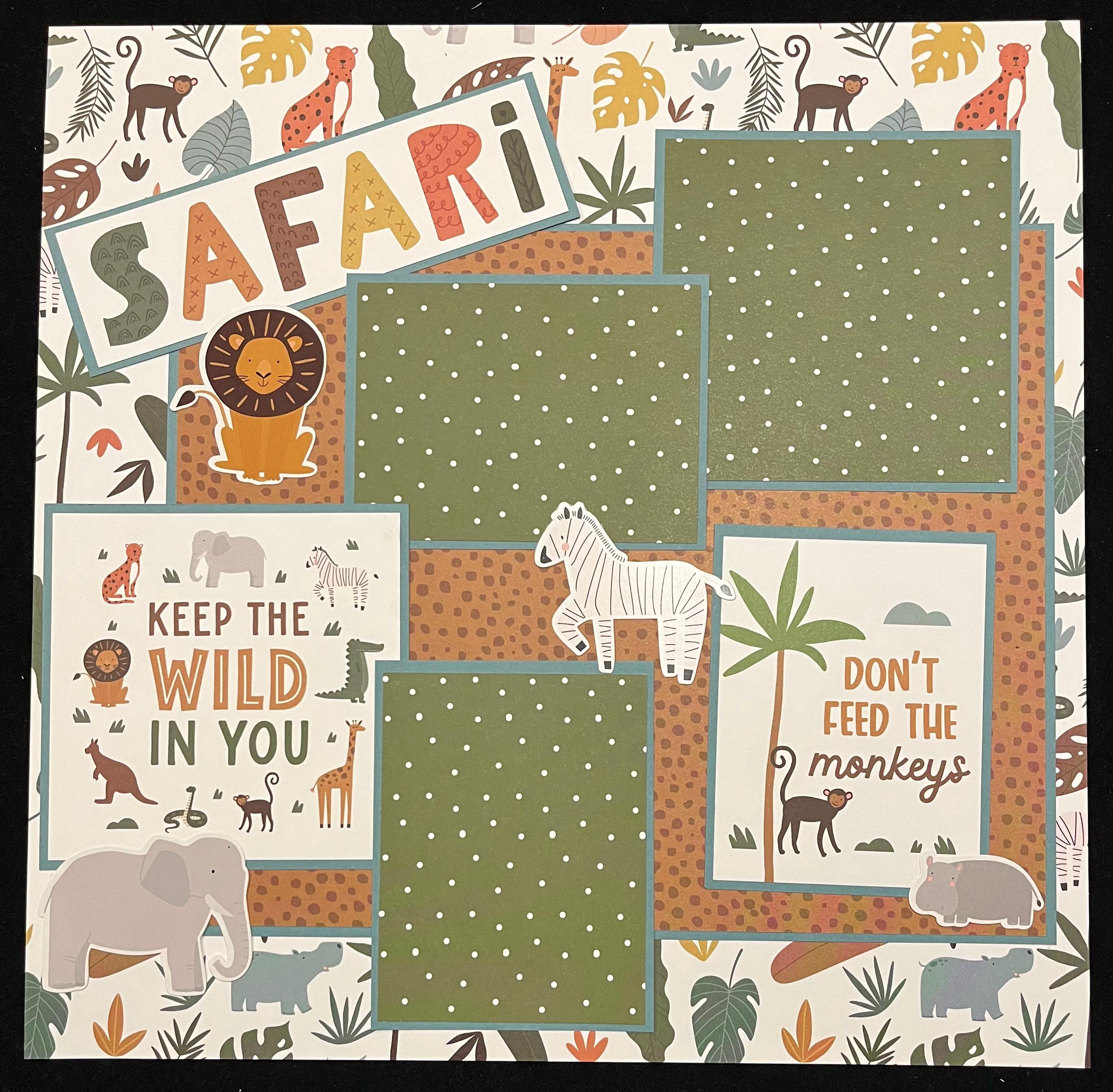 Premade Safari Scrapbook Album Page, Animal Layout - Etsy