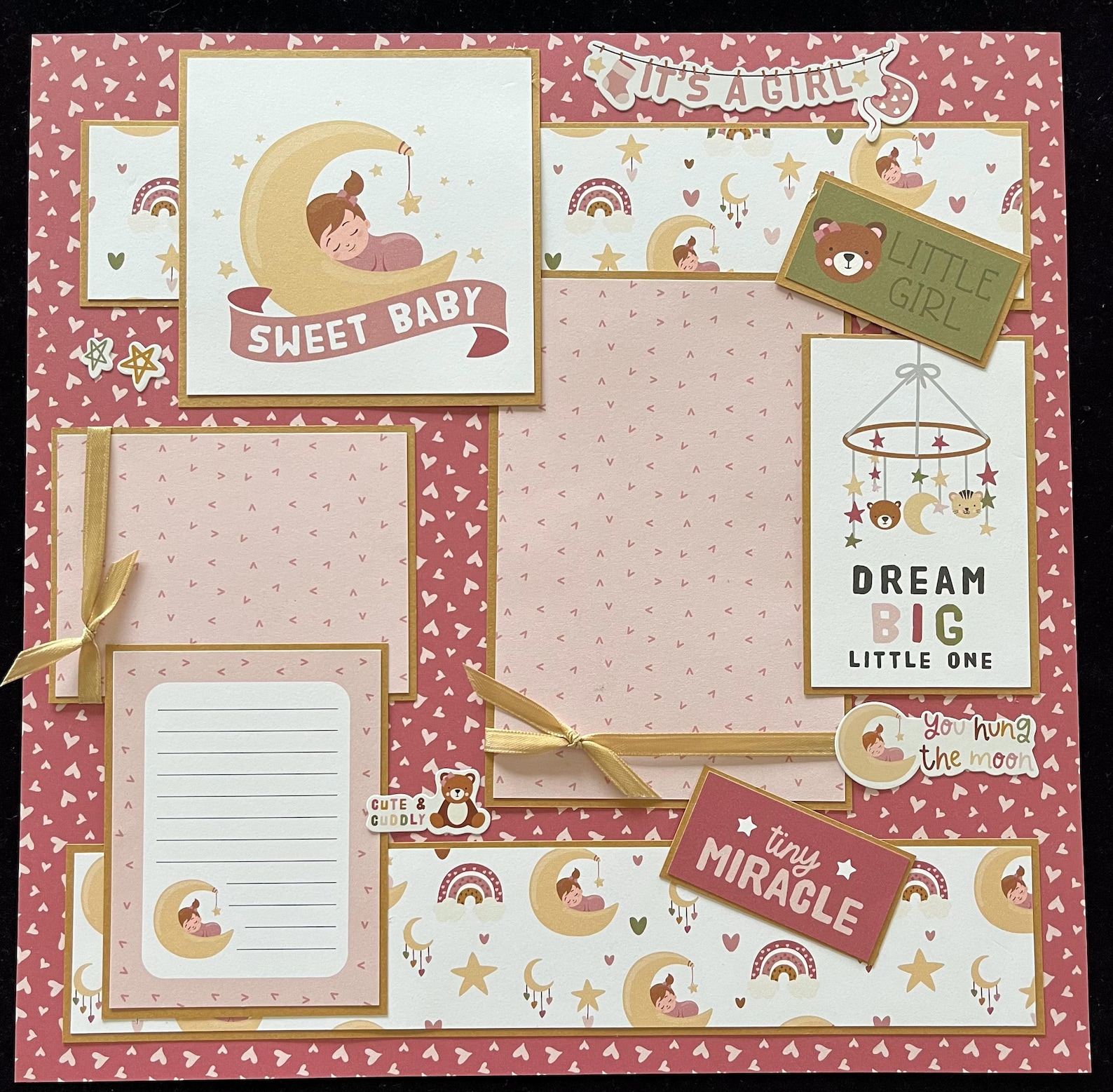 Baby Girl Premade Scrapbook Album Page, Memory Album Page, Photo Album ...