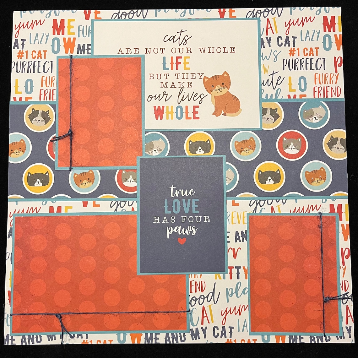 Cat Scrapbook Album Page, Premade Scrapbook Layout, Cats, Kittens, - Etsy