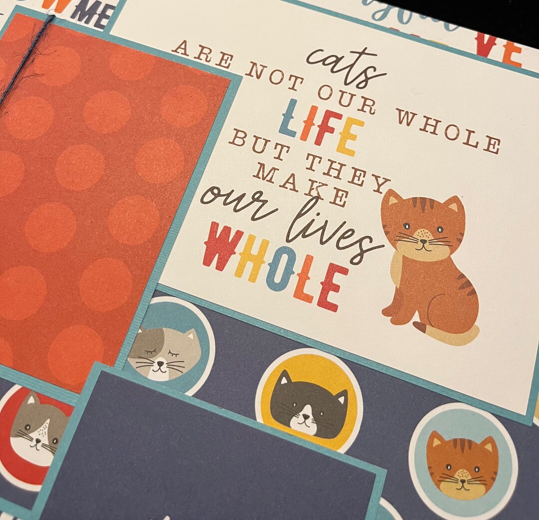 Cat Scrapbook Album Page, Premade Scrapbook Layout, Cats, Kittens, - Etsy