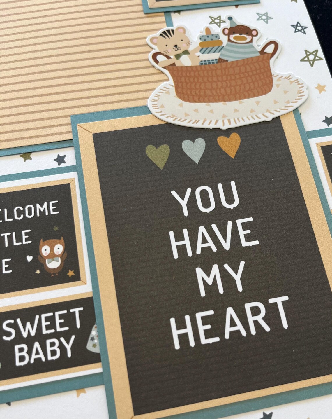 Baby Boy Premade Scrapbook Album Page, Memory Album Page, Photo Album ...