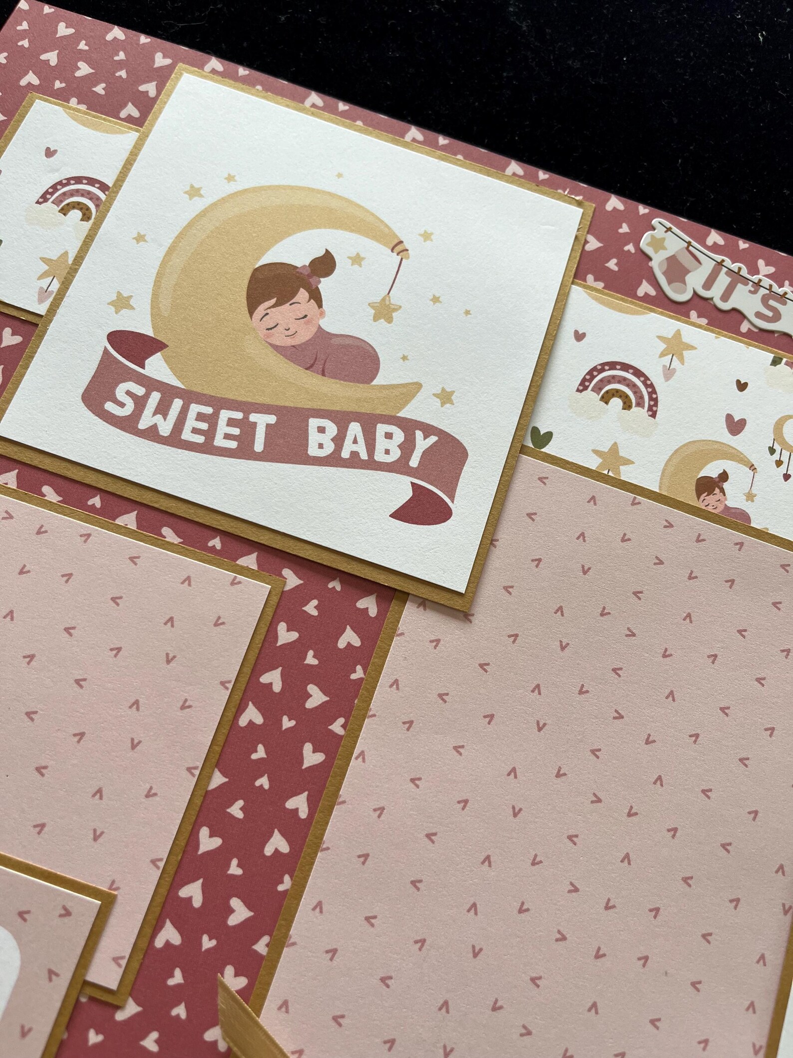 Baby Girl Premade Scrapbook Album Page, Memory Album Page, Photo Album ...