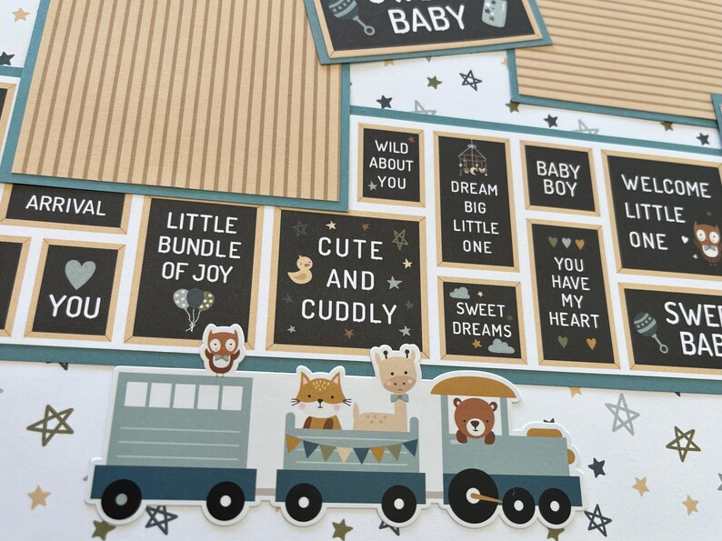 Baby Boy Premade Scrapbook Album Page, Memory Album Page, Photo Album ...