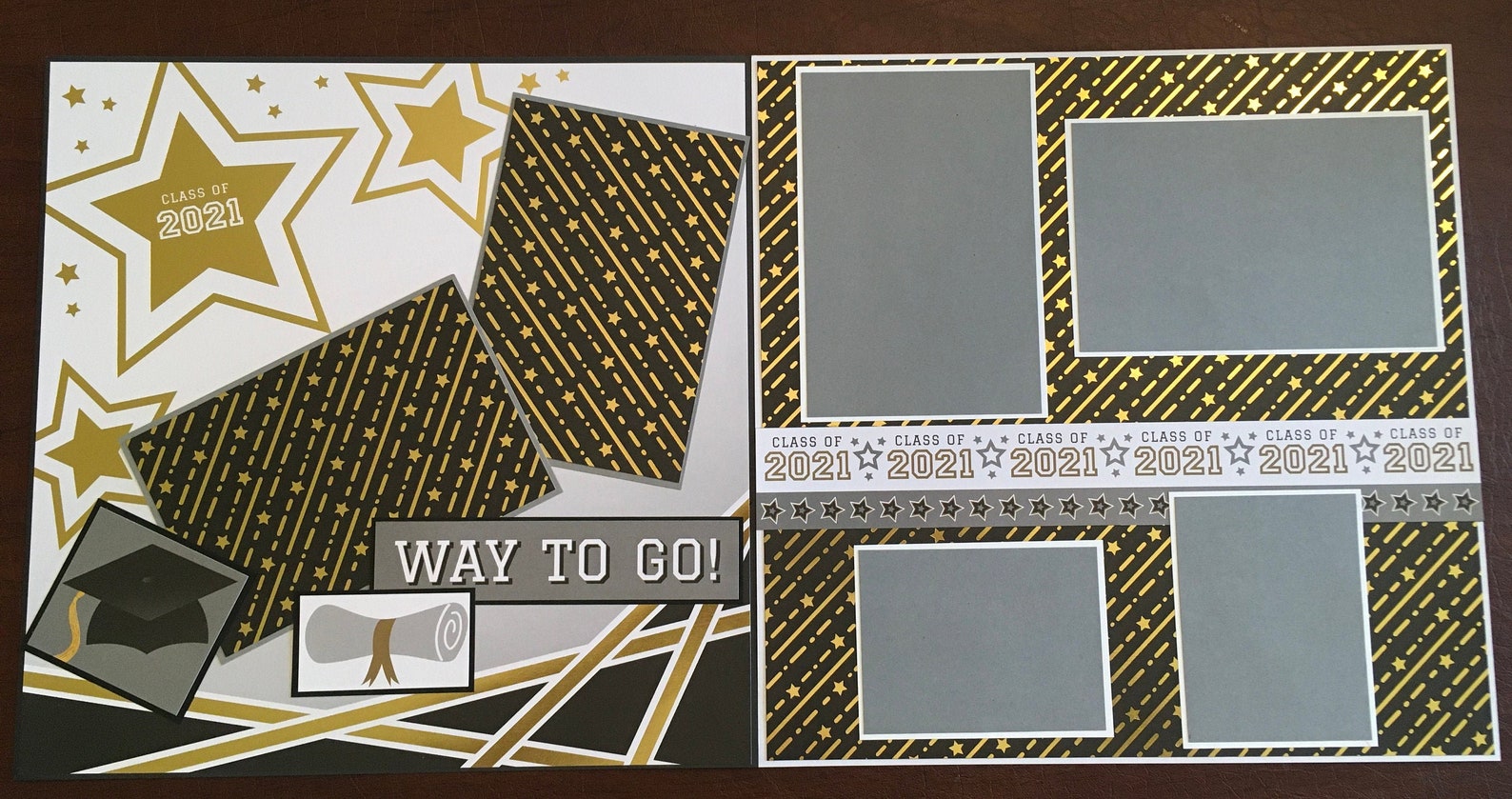 Graduation 2021 Premade Scrapbook Album Layout, Two-page Graduation ...