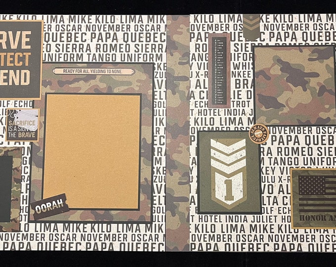 Military Scrapbook Album Layout, Marines Layout, Premade Scrapbook ...