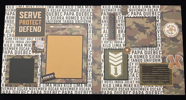 Military Scrapbook Album Layout Marines Layout Premade - Etsy