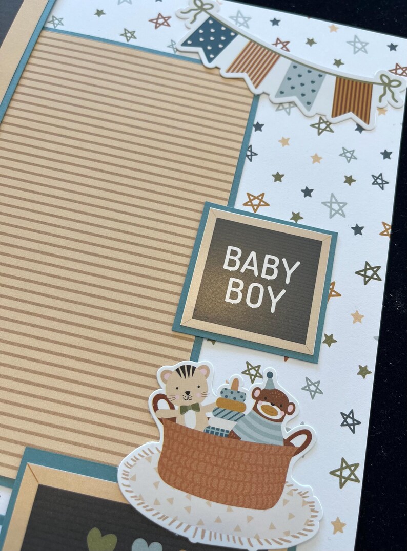 Baby Boy Premade Scrapbook Album Page, Memory Album Page, Photo Album ...