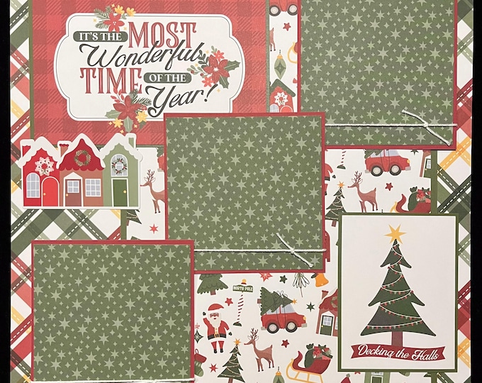 Premade Christmas Scrapbook Album Layout Page, Christmas Photo Album ...