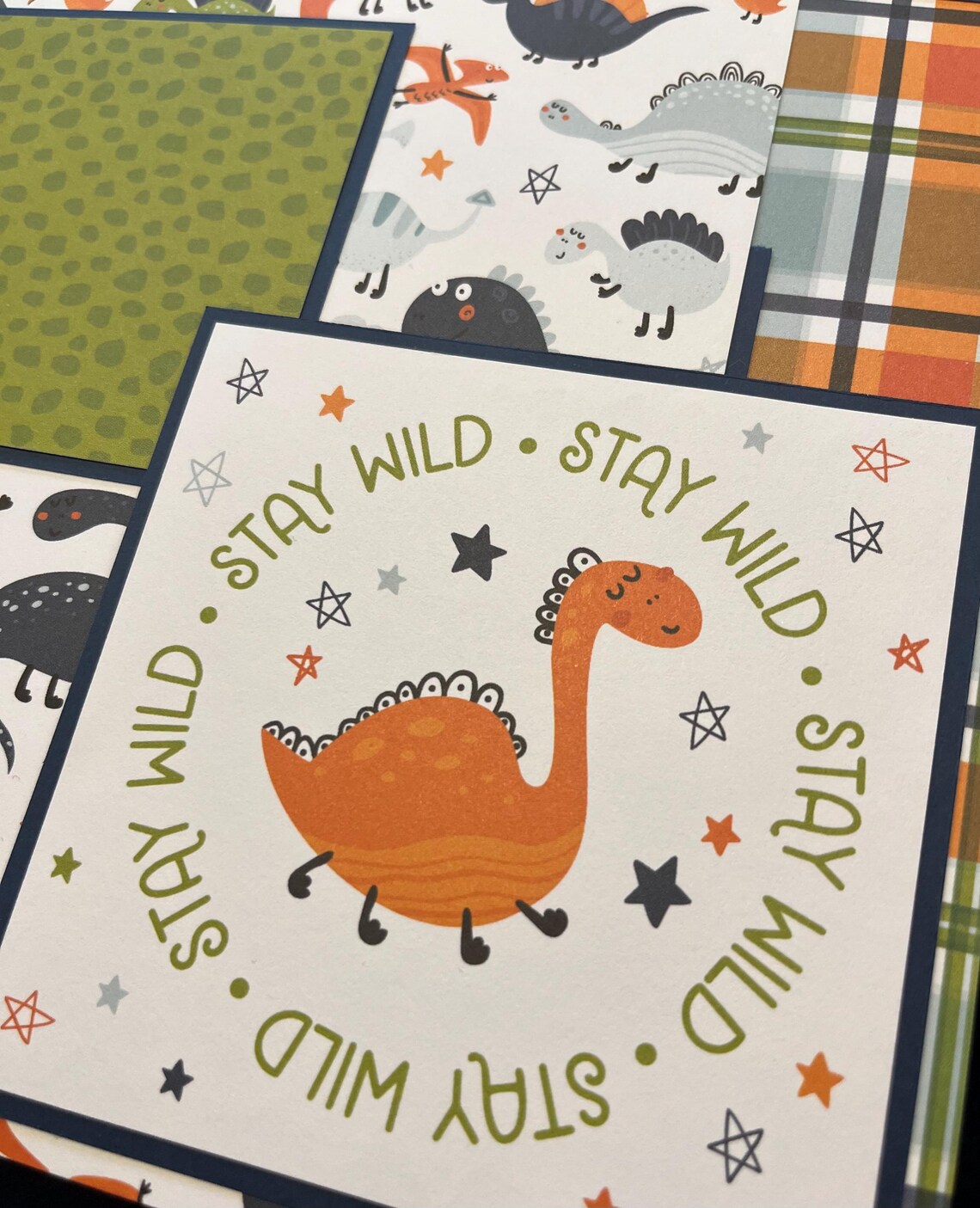 Premade Scrapbook Album Page, Dinosaur Scrapbook Layout Kid Page ...