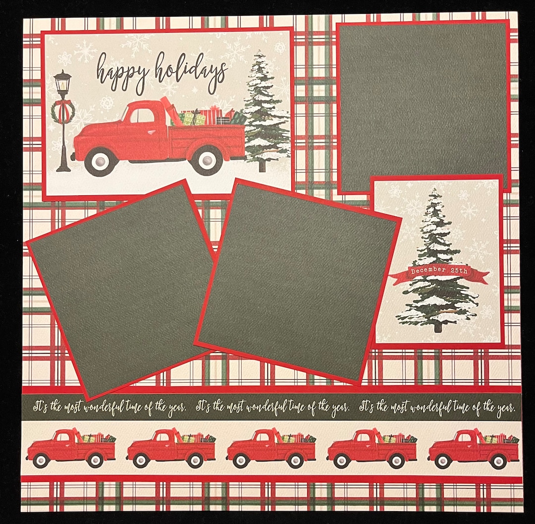 Premade Christmas Scrapbook Album Layout Page, Christmas Photo Album ...