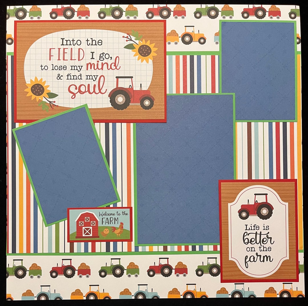 Premade Scrapbook Album Page, Farm Layout Page, Garden, Farm Life, Barn ...