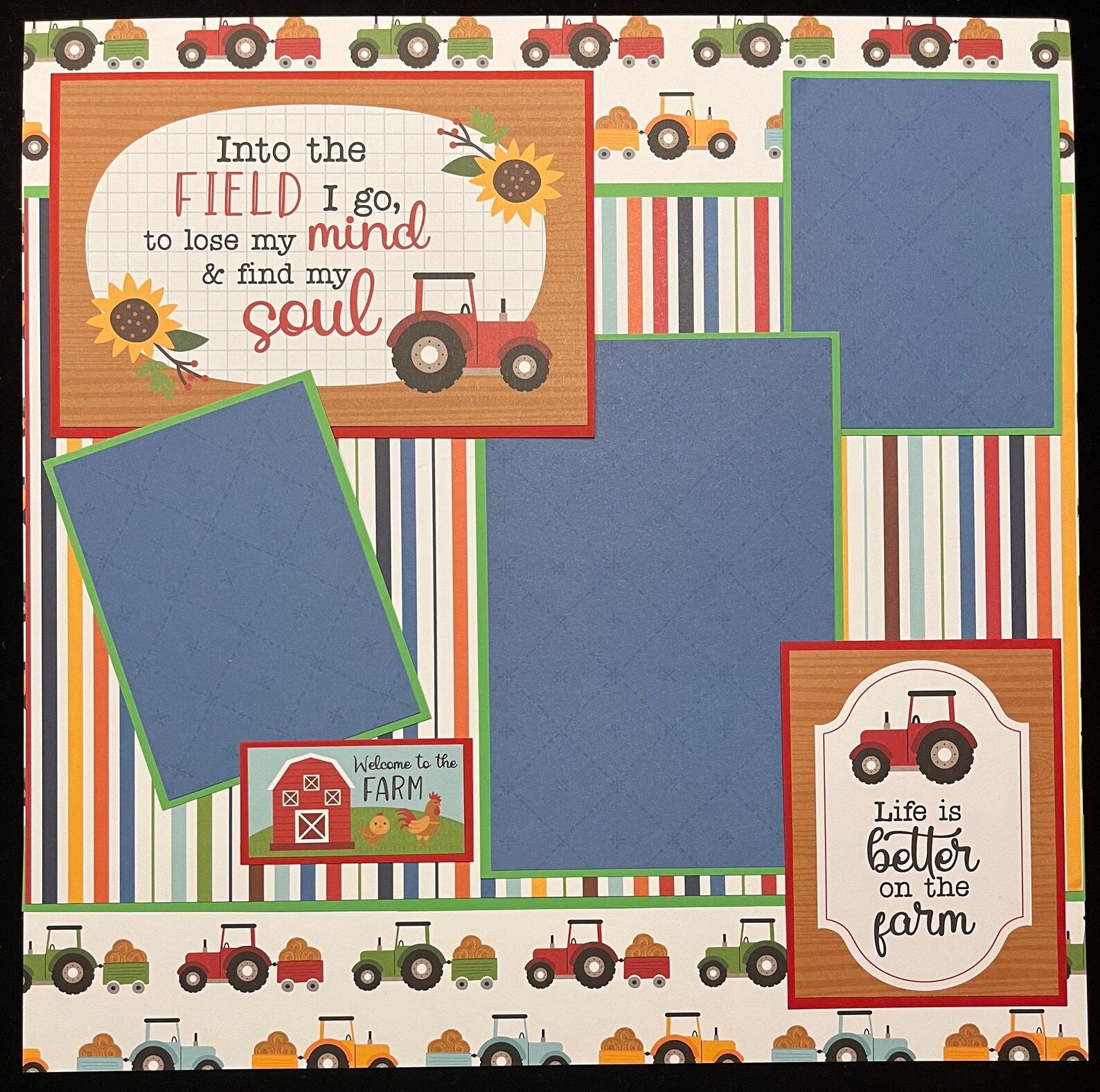 Premade Scrapbook Album Page, Farm Layout Page, Garden, Farm Life, Barn ...
