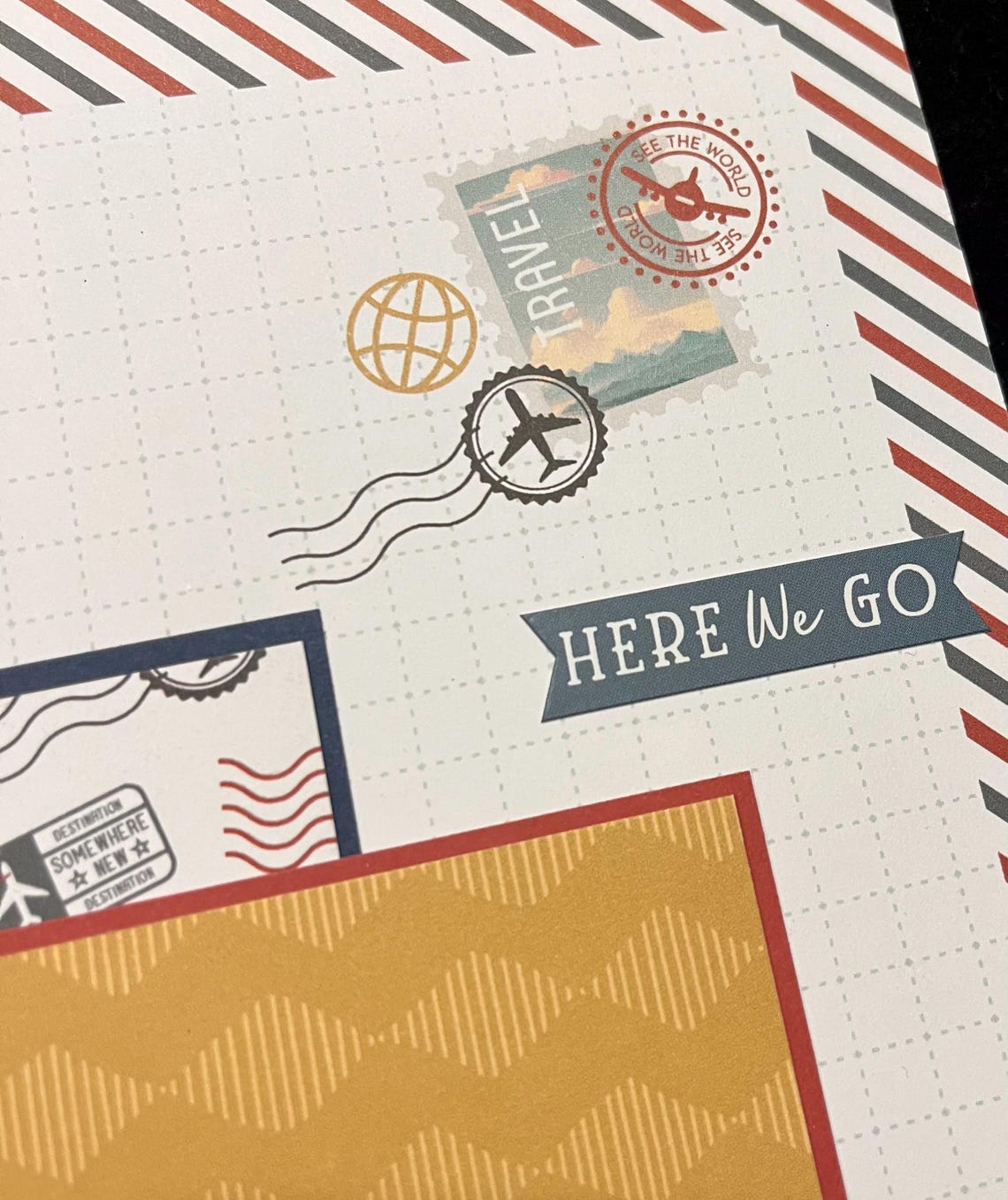 Travel Scrapbook Album Layout, Premade Album Page, Air Travel, Vacation ...