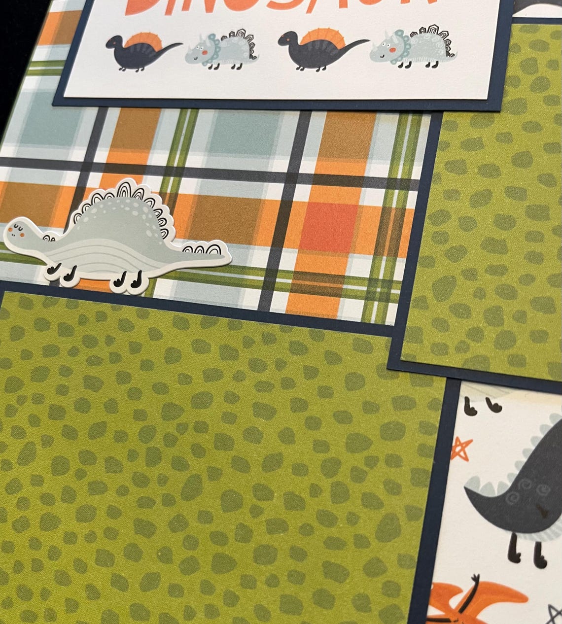 Premade Scrapbook Album Page, Dinosaur Scrapbook Layout Kid Page ...