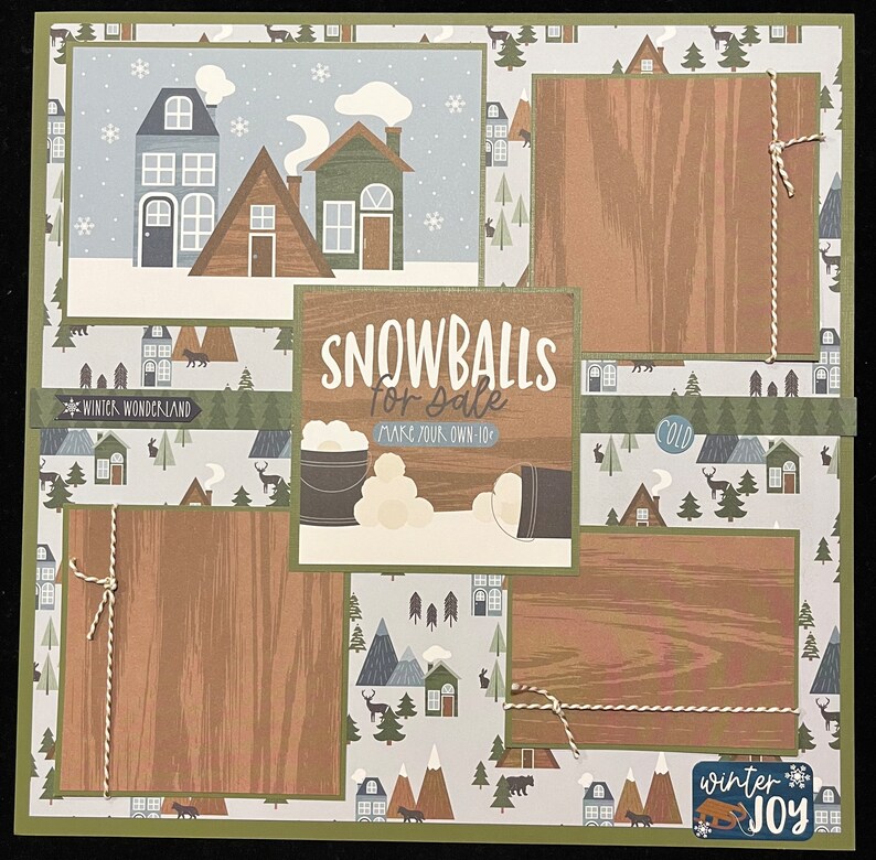 Premade Winter Scrapbook Album Page, Snow, Sledding, Snowman, Winter ...