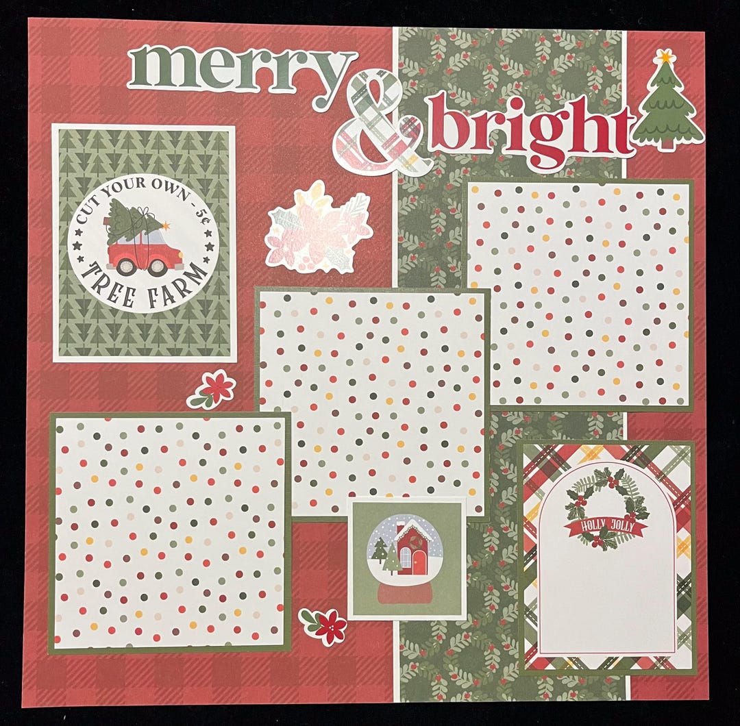 Premade Christmas Scrapbook Album Layout Page, Christmas Photo Album ...