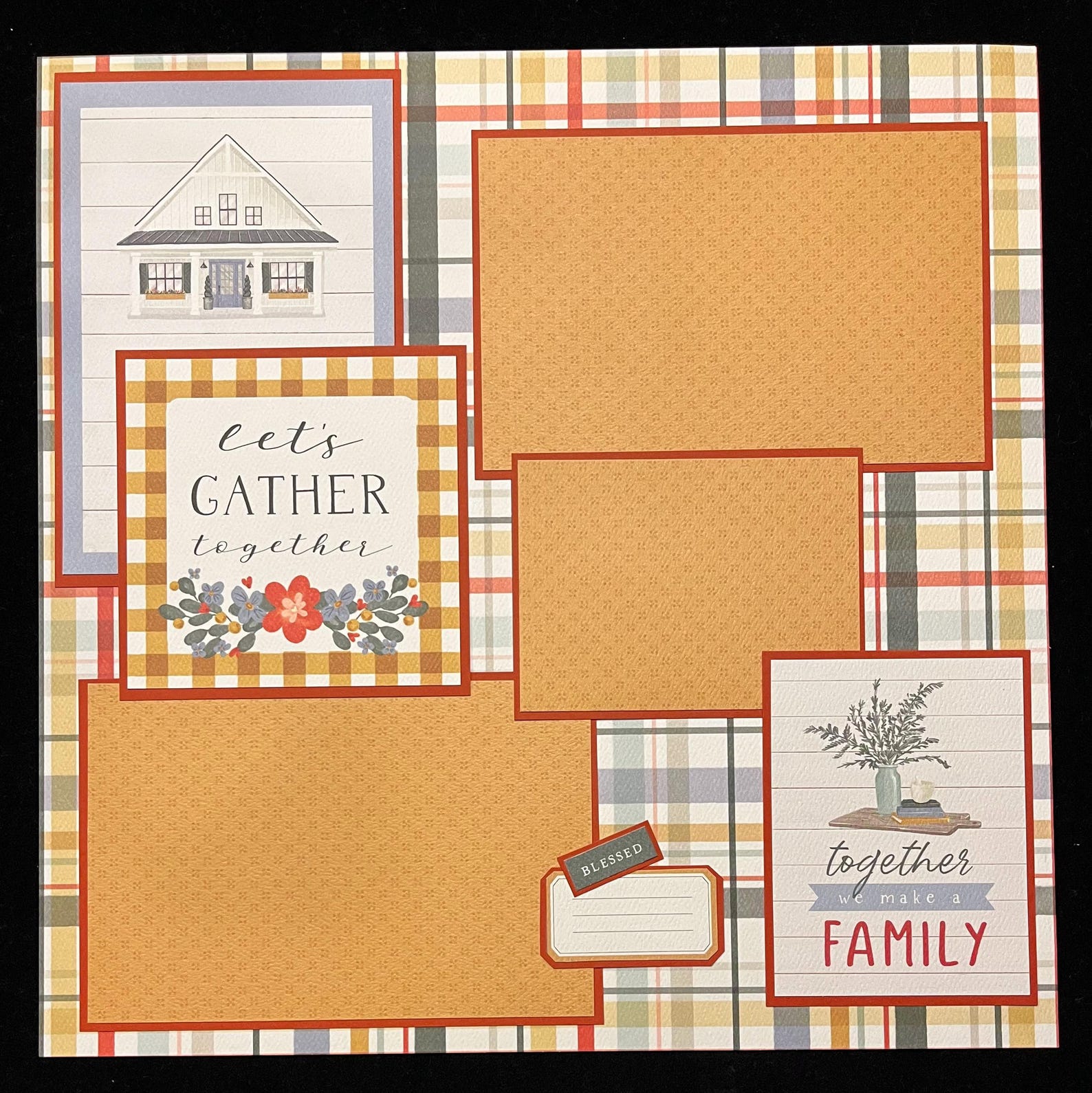 Family Scrapbook Album Layout, Premade Album Page, Gather Together ...