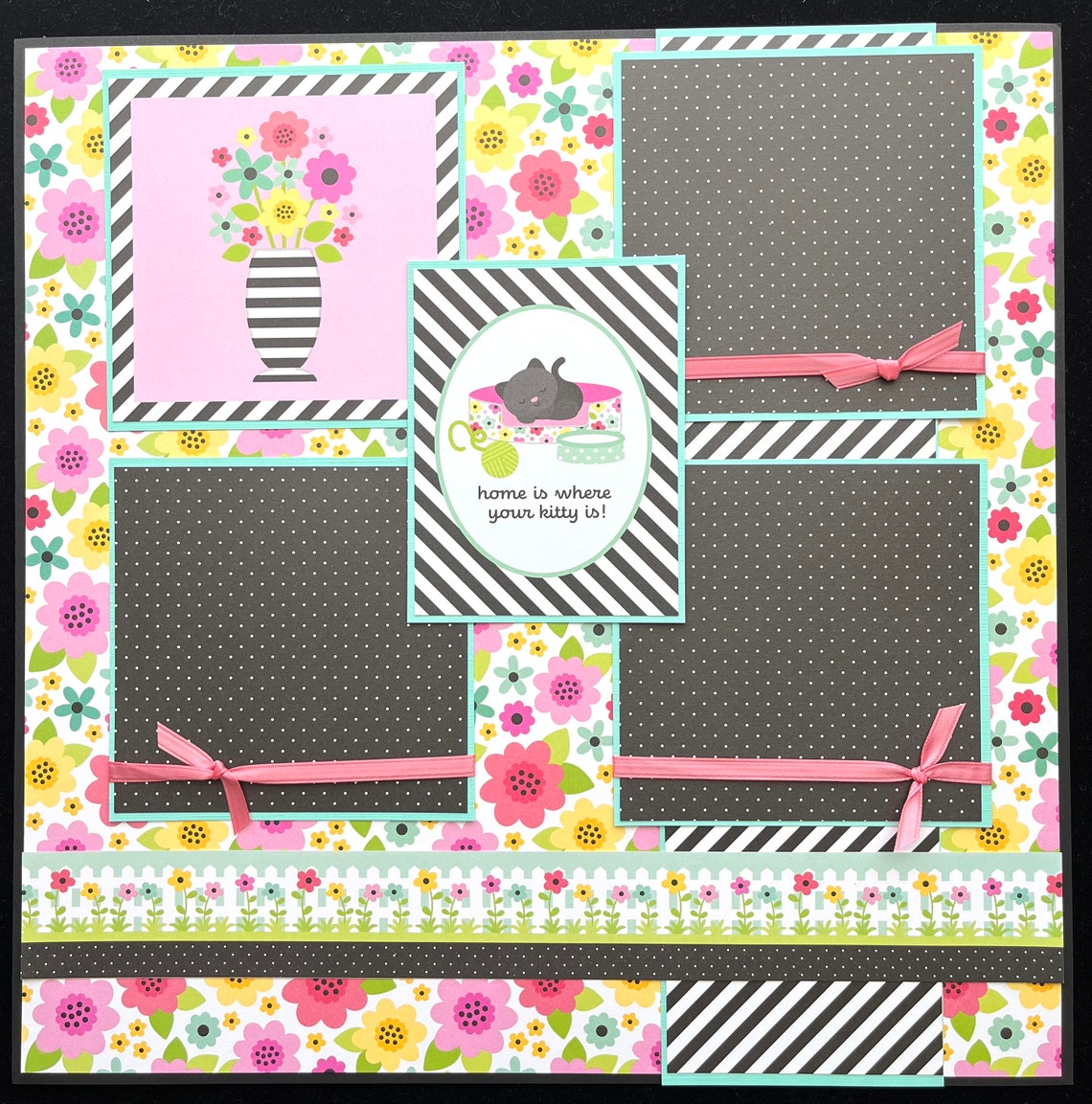 Home Scrapbook Layout Page, Family Cat Theme, Assembled - Etsy