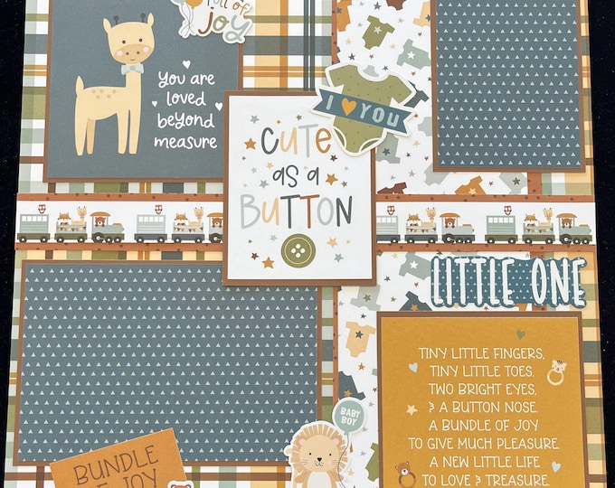 Baby Boy Premade Scrapbook Album Page, Memory Album Page, Photo Album ...