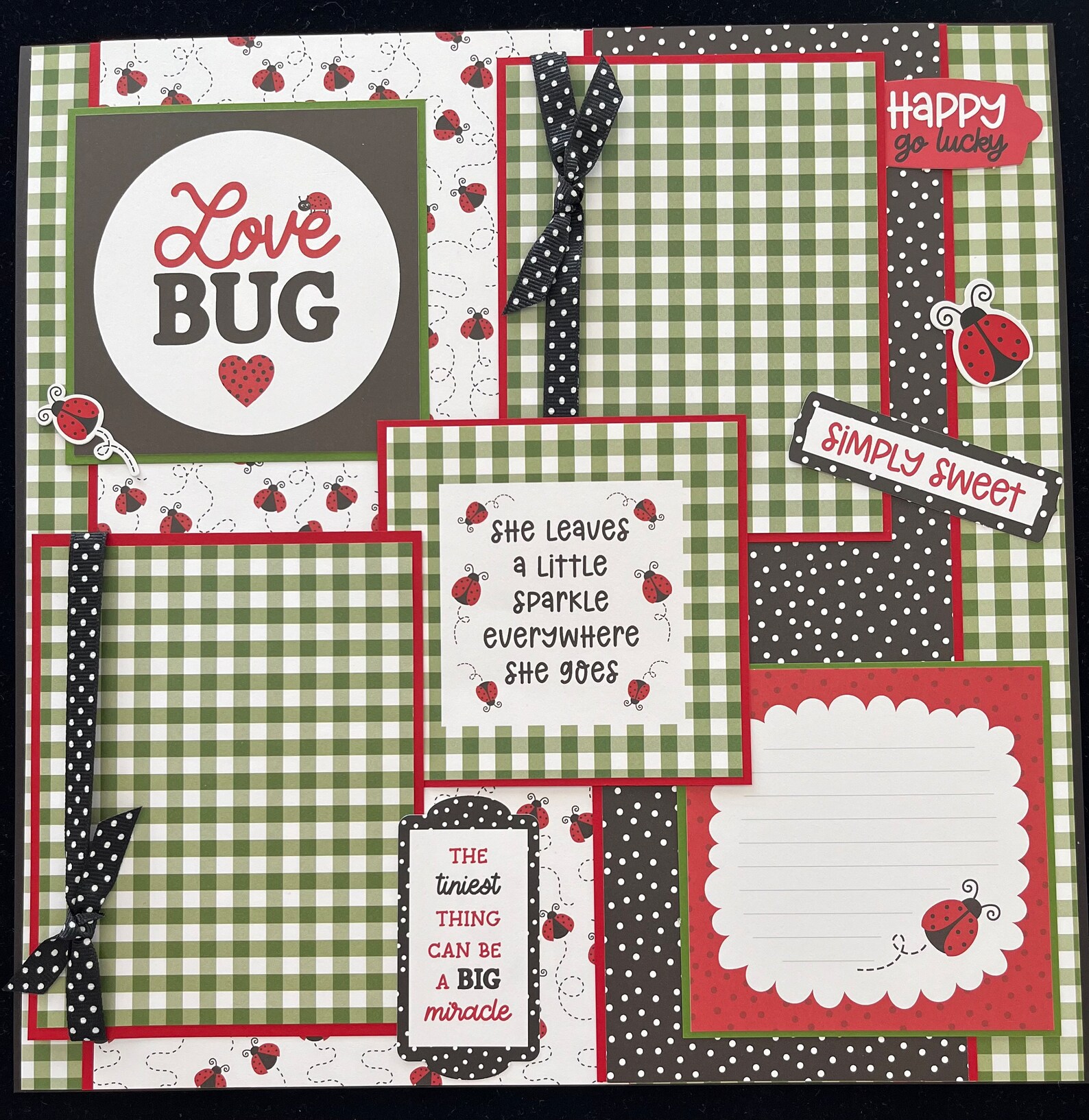 Ladybug Premade 12x12 Scrapbook Album Layout Page, Love Bug Scrapbook ...