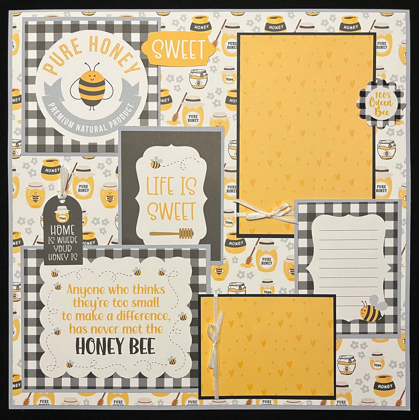 Scrapbook Album Layout, Bee Page, Let It Bee, Premade Album Layout ...