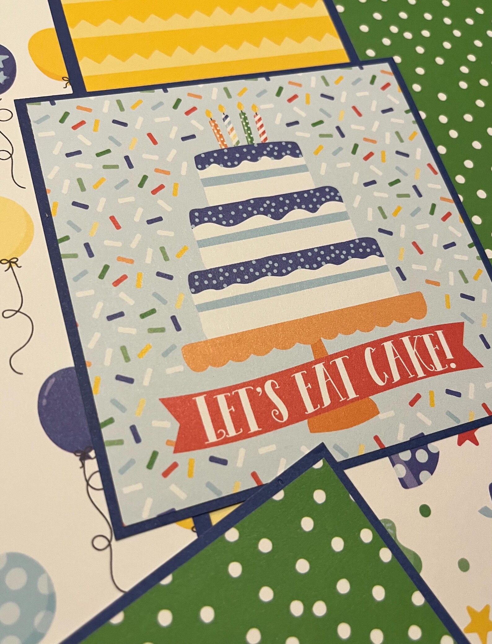 Premade Birthday Scrapbook Album Page, Cake and Balloons - Etsy