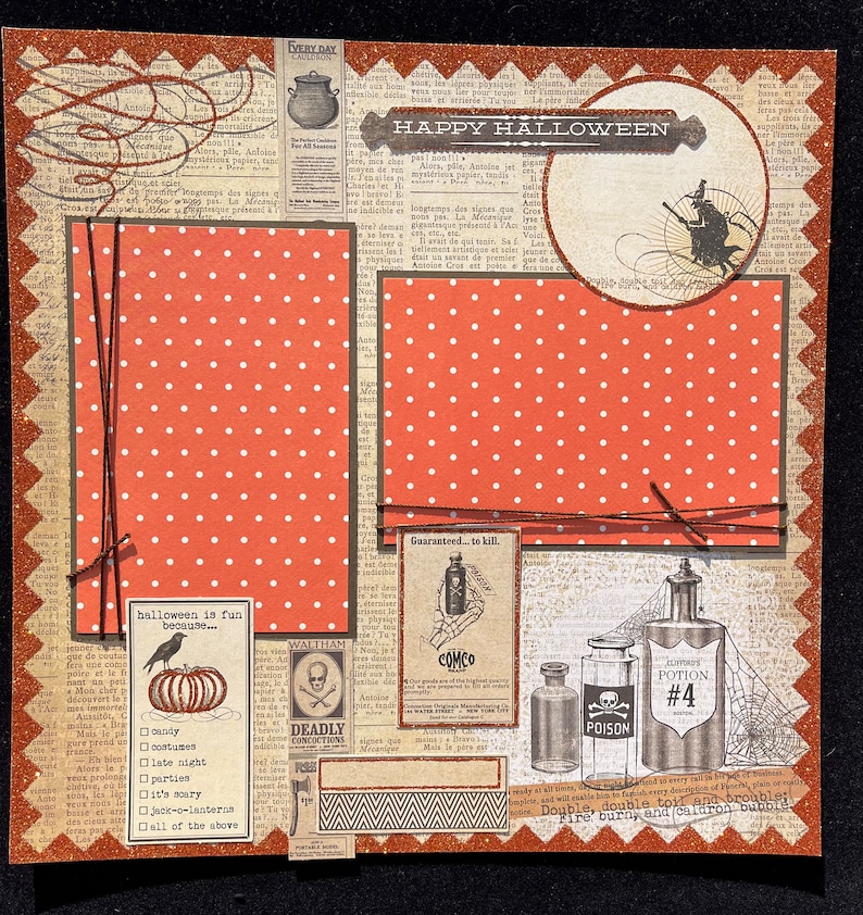 Halloween Scrapbook Layout, Album Page, Vintage Style Halloween Album ...