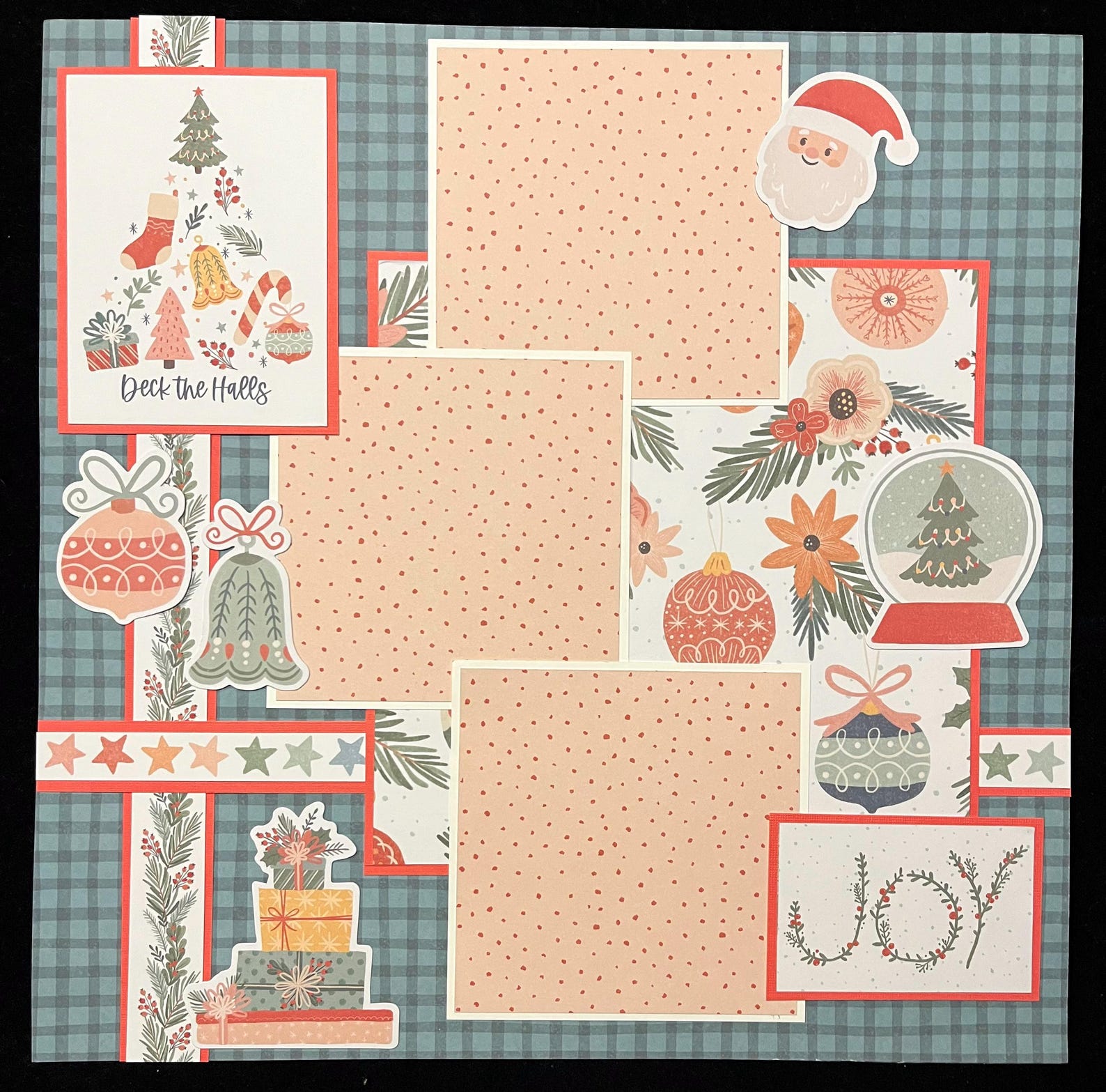 Premade Scrapbook Album Layout, Christmas Themed Scrapbook Memory ...
