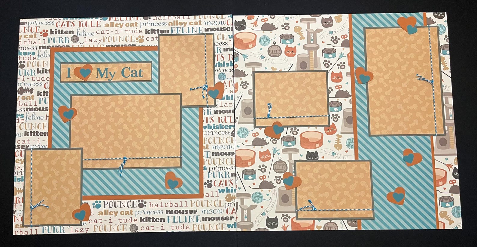 Cat Scrapbook Layout, Premade Two-page Album Layout, I Love My Cat ...