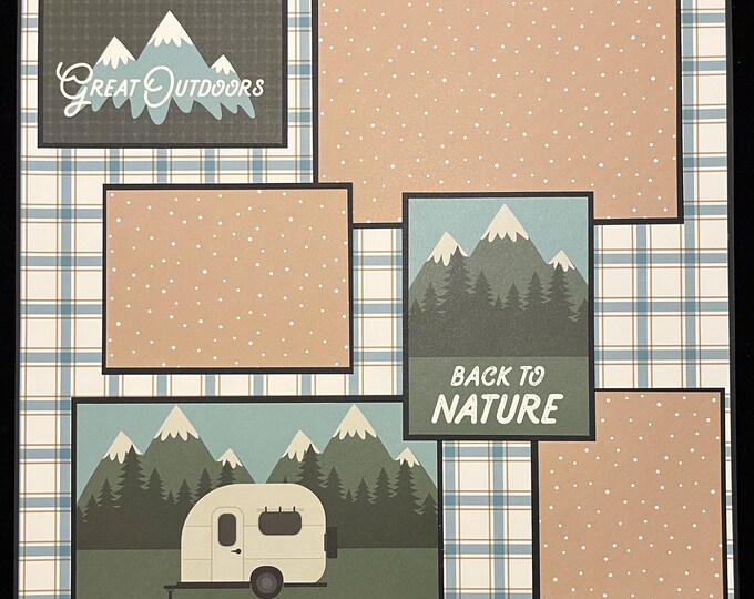 Great Outdoors Scrapbook Layout Page, Camping Trip Page, Nature Trip ...