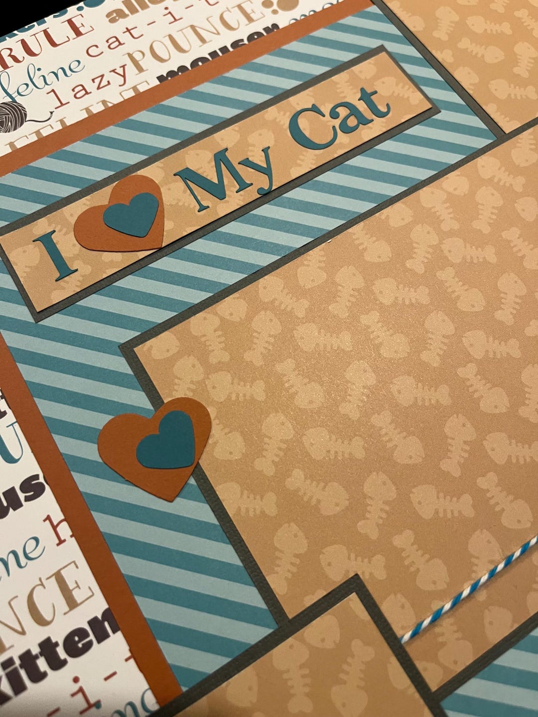 Cat Scrapbook Layout, Premade Two-page Album Layout, I Love My Cat ...