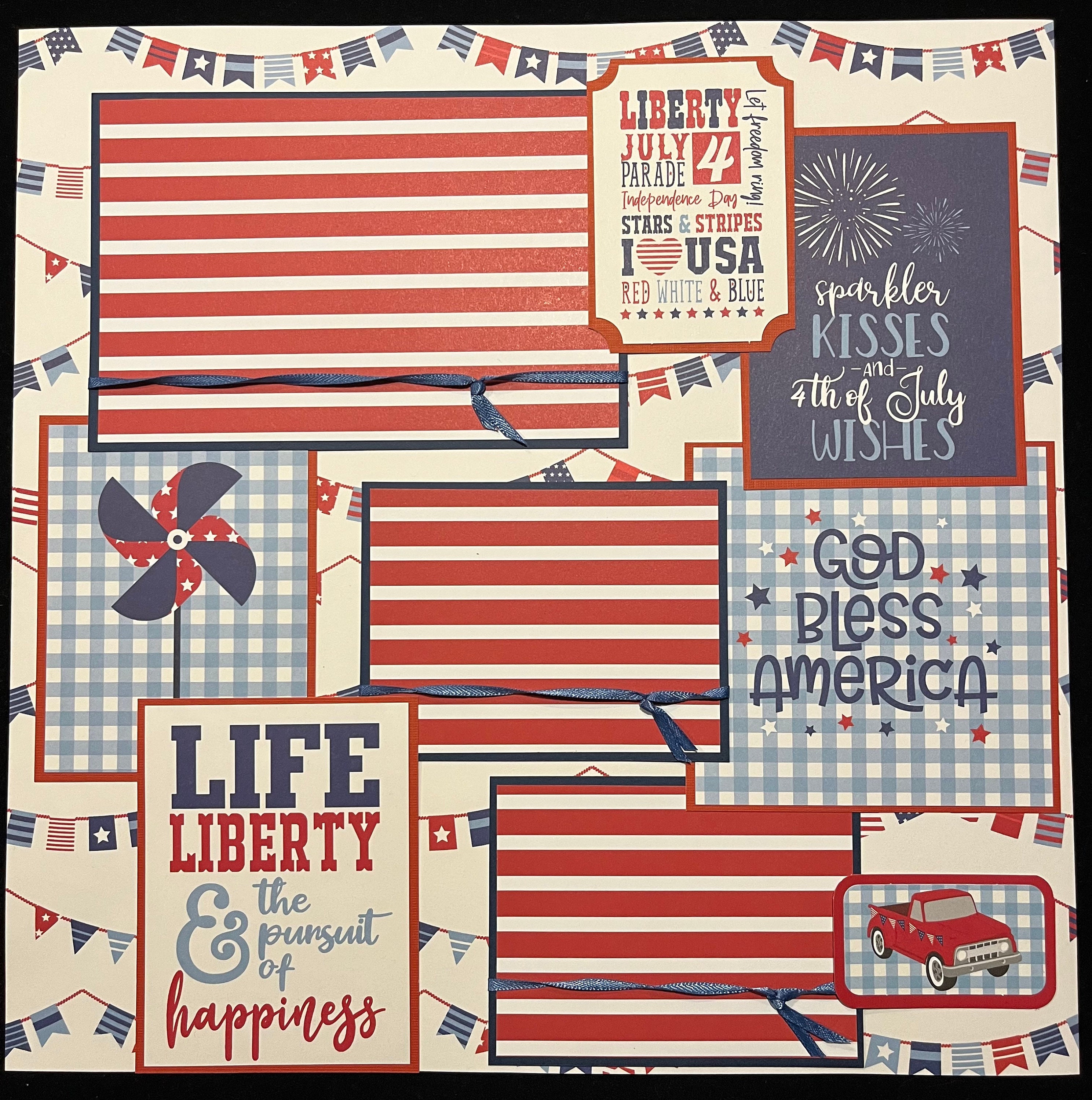 Forth of July Scrapbook Layout Page, July 4th Album Page, Premade ...