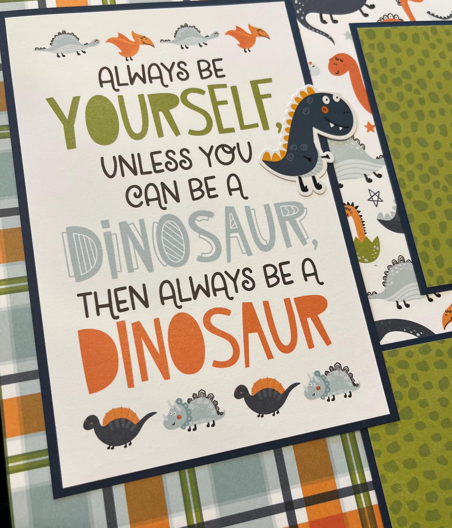 Premade Scrapbook Album Page, Dinosaur Scrapbook Layout Kid Page ...