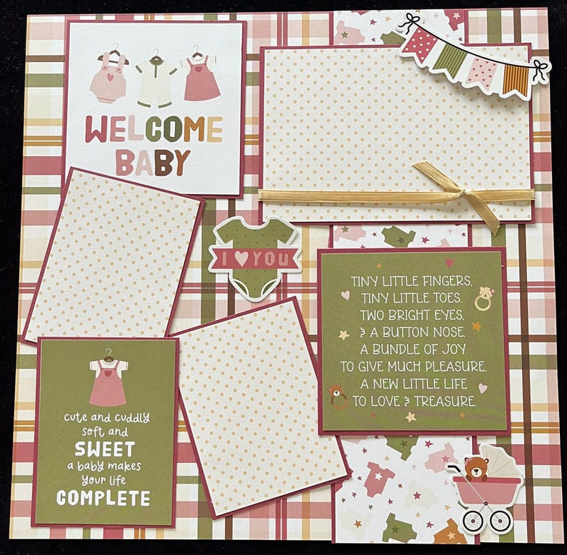 Baby Girl Premade Scrapbook Album Page, Memory Album Page, Photo Album ...