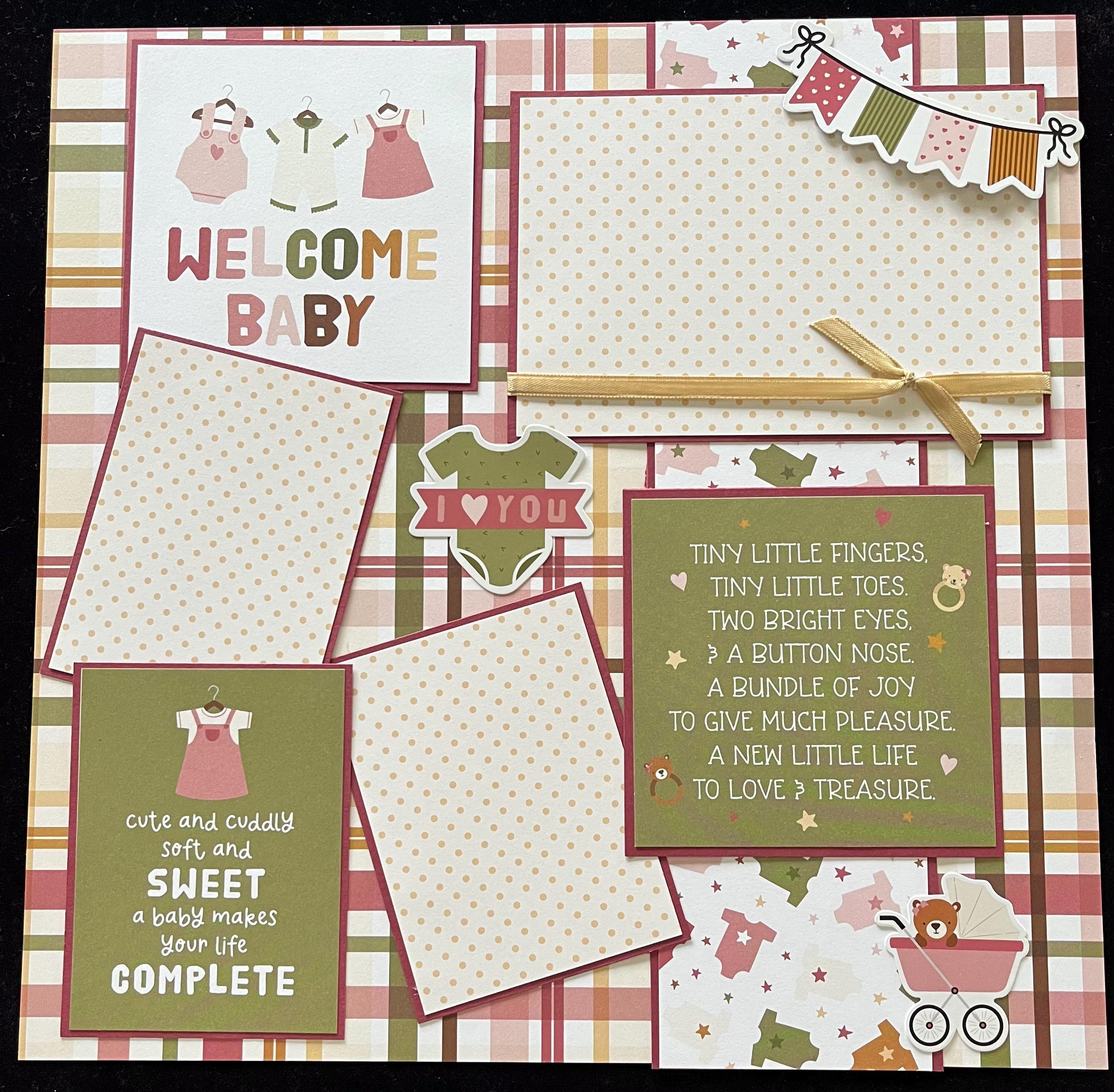 Baby Girl Premade Scrapbook Album Page, Memory Album Page, Photo Album ...