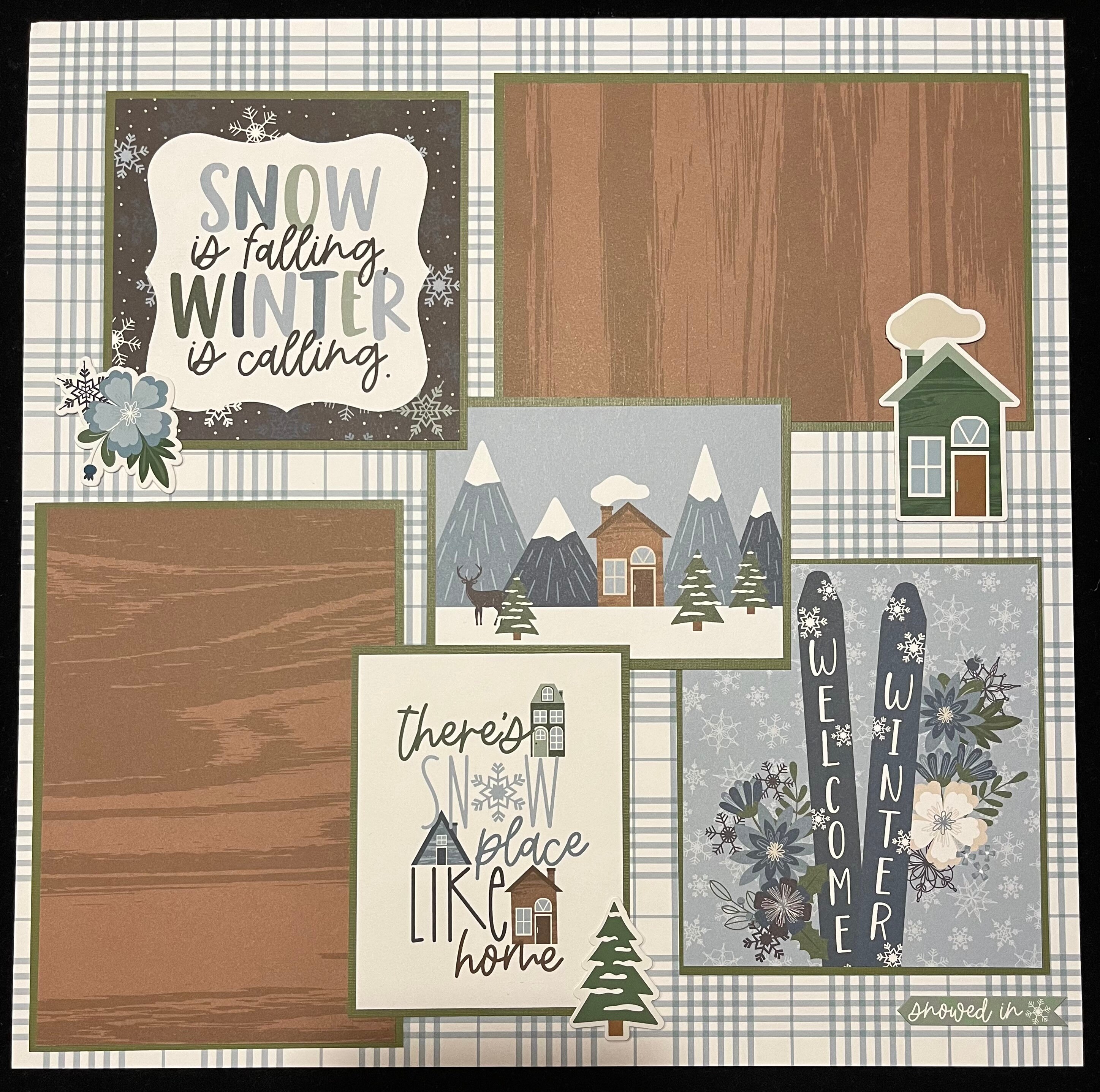 Premade Winter Scrapbook Album Page, Snow, Sledding, Snowman, Winter ...