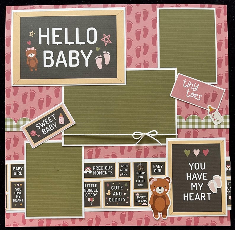 Baby Girl Premade Scrapbook Album Page, Memory Album Page, Photo Album ...