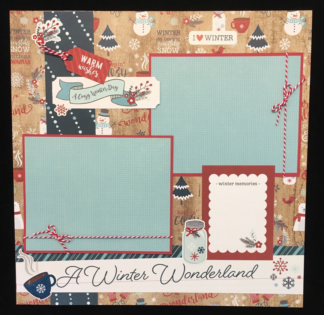 Winter Scrapbook Layout, Premade Scrapbook Page, Snow Day Scapbook ...