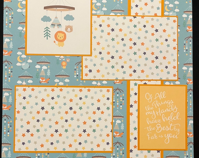 Baby Boy Premade Scrapbook Album Page, Memory Album Page, Photo Album ...