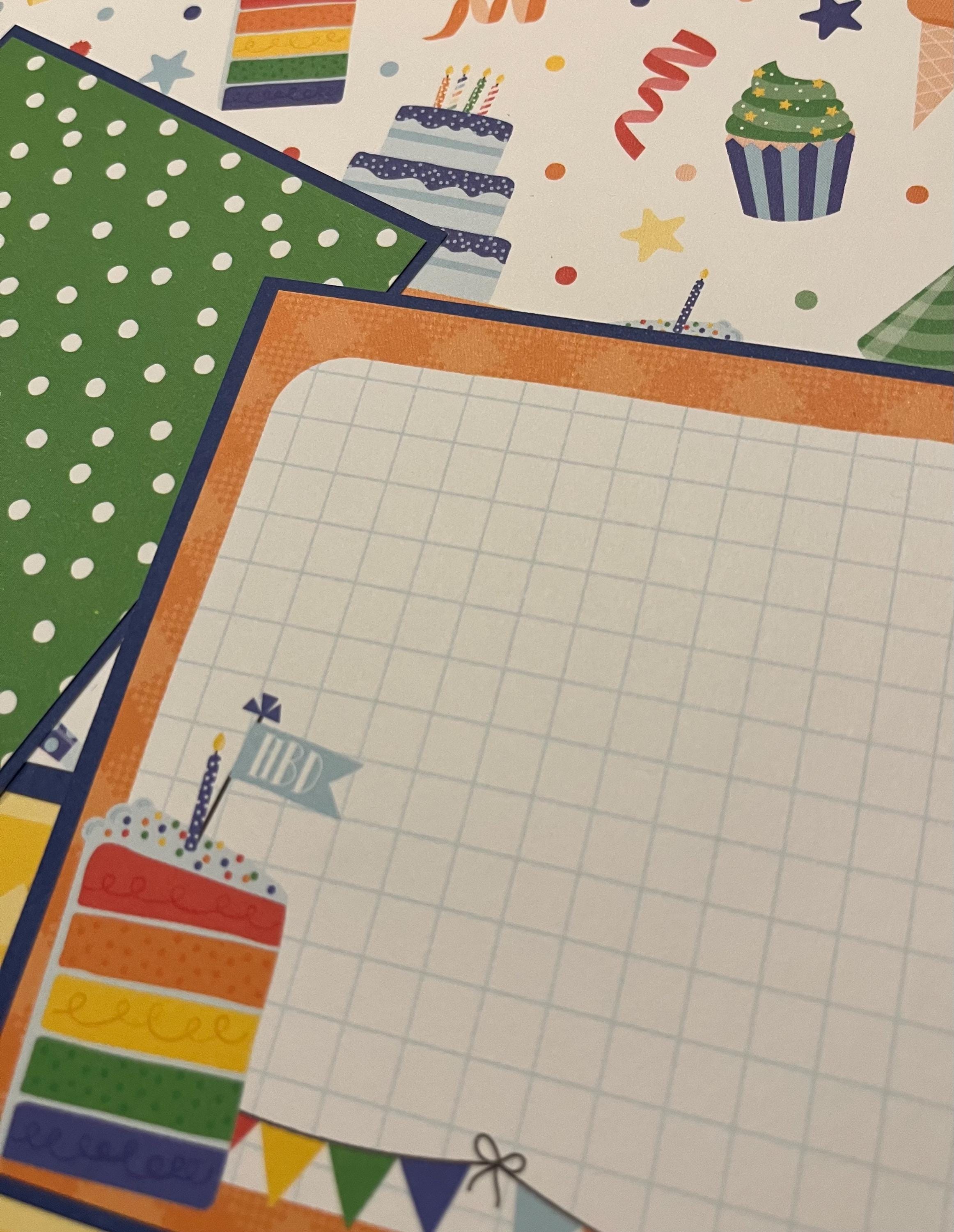 Premade Birthday Scrapbook Album Page, Cake and Balloons - Etsy