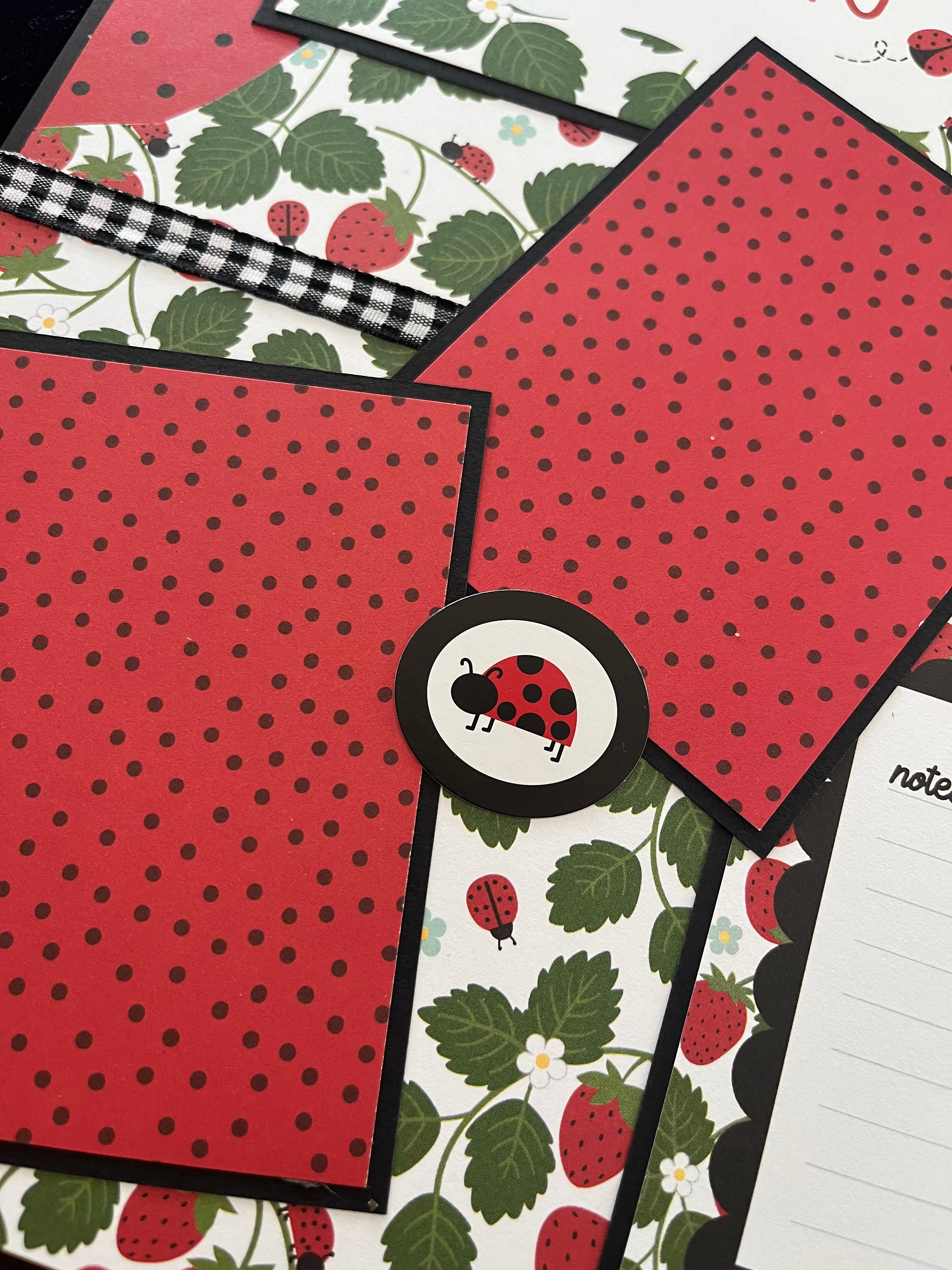 Strawberry Ladybug Scrapbook Layout, Polka Dot Paper, 12x12 Premade ...