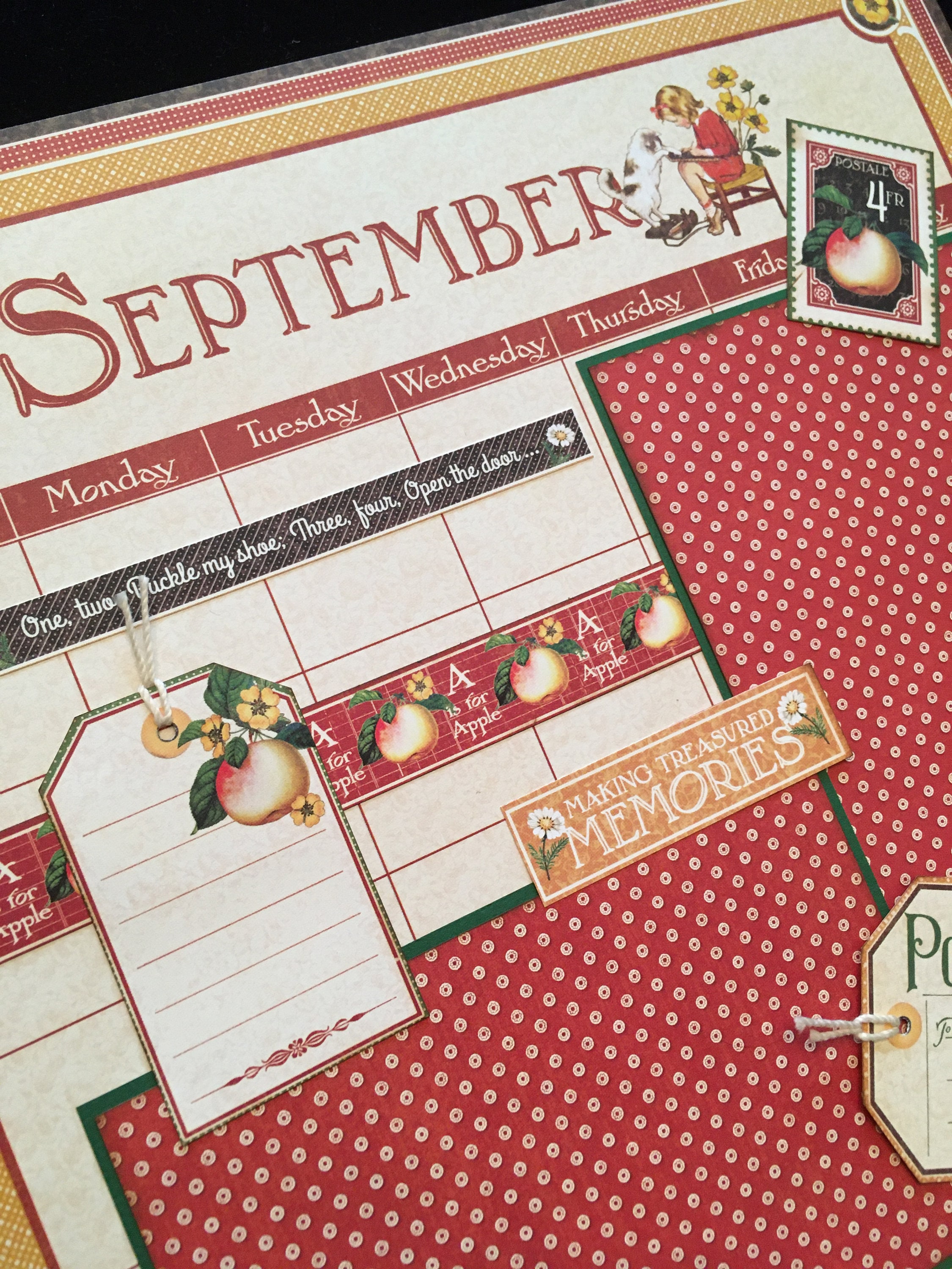 September Scrapbook Layout Page, Calendar Style Layout, Back to School ...