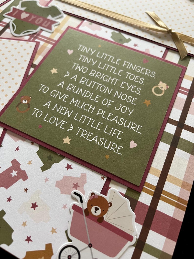 Baby Girl Premade Scrapbook Album Page, Memory Album Page, Photo Album ...