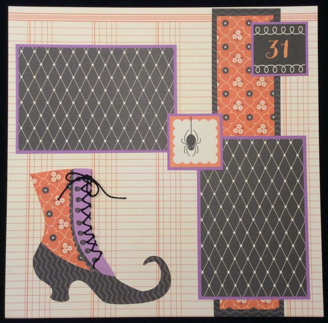 Halloween Scrapbook Layout, Witches Shoe Scrapbook Page, Halloween ...